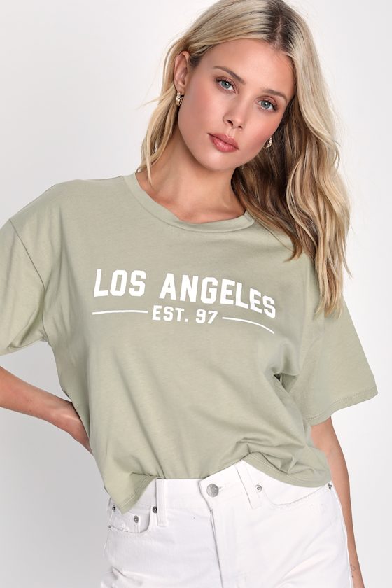 Sage Green Tee - Cropped Graphic Tee - City T-Shirt - LA T-Shirt - Lulus