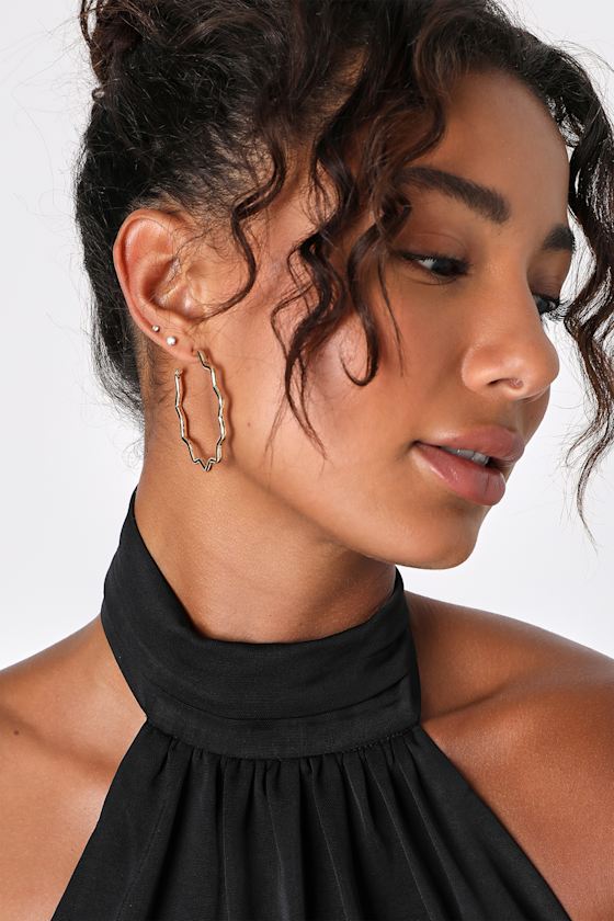 Gold Hoop Earrings - Zigzag Hoop Earrings - Gold Jewelry - Lulus