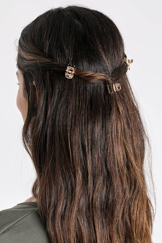 Mini Hair Clip Set - Claw Hair Clip Set - Gold Claw Clips - Clips - Lulus
