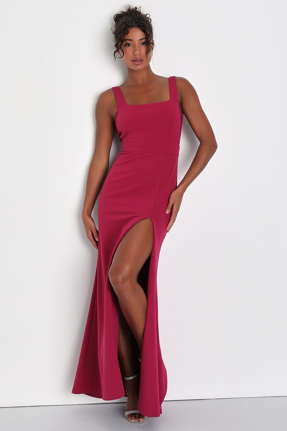 Magenta Maxi Dress Backless Maxi Dress Square Neck Dress Lulus