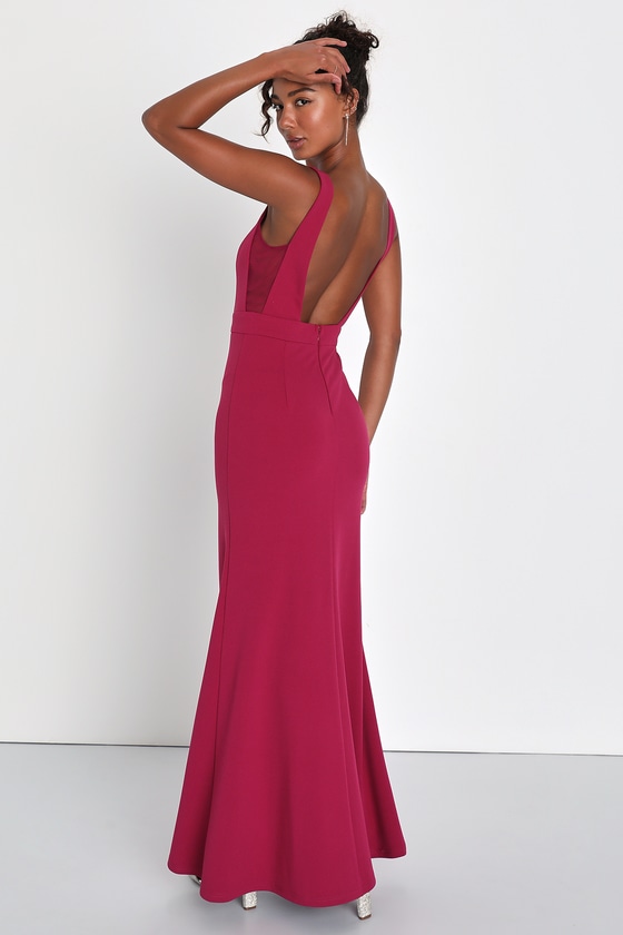 Magenta Maxi Dress Backless Maxi Dress Square Neck Dress Lulus