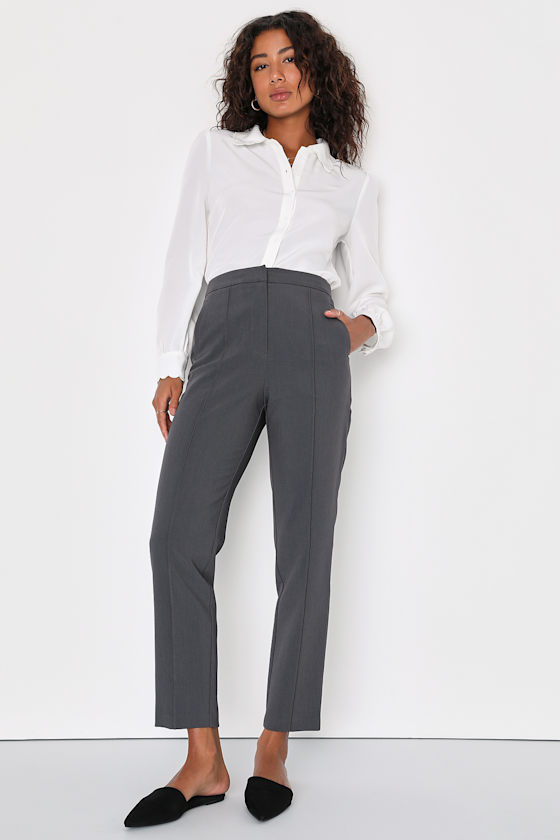 Grey Trousers - Tapered Trousers - Office Chic Trousers - Lulus