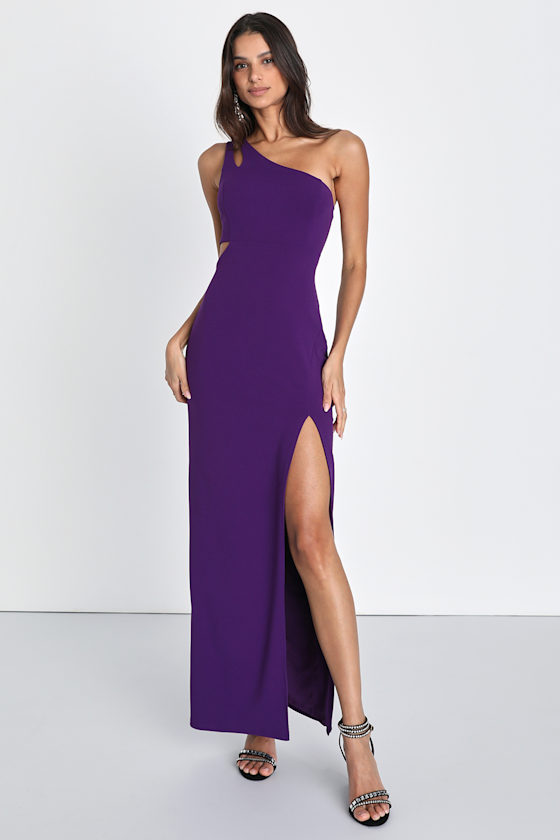 Sexy Purple Dress - One-Shoulder Maxi Dress - Cutout Maxi Dress - Lulus