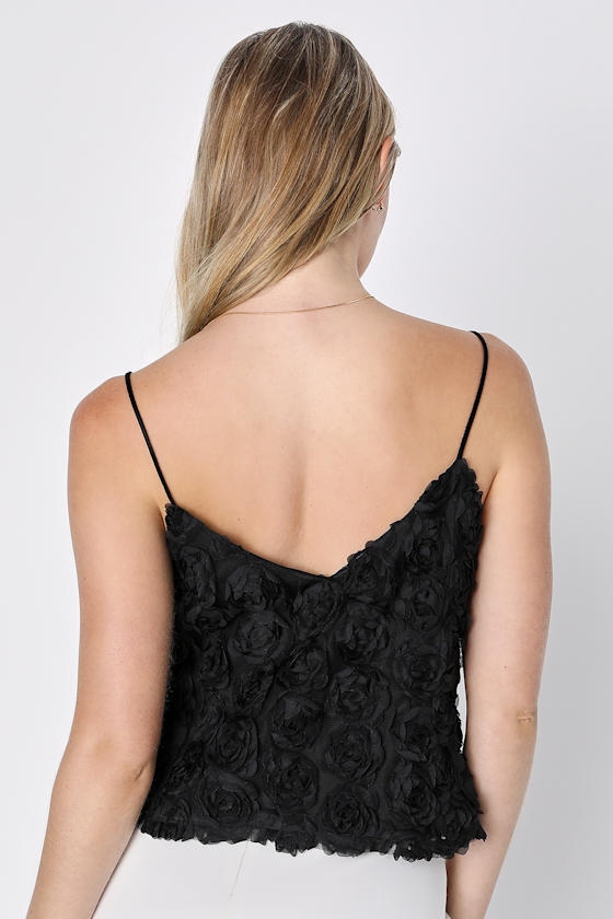 Black 3D Rosette Top - 3D Flower Cami Top - Cute Cami Tank Top - Lulus