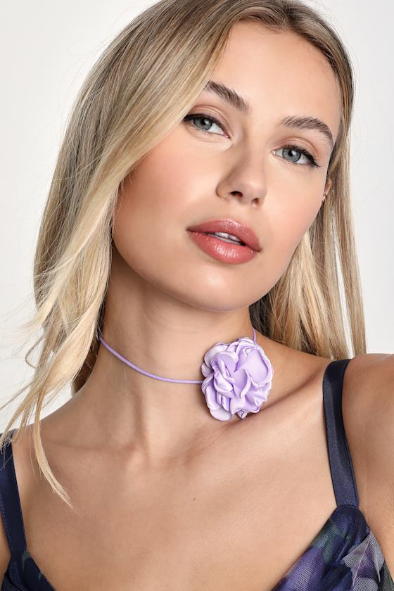 Purple 3D Choker - Flower Choker Necklace - Rosette Choker - Lulus