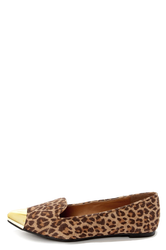 City Classified Miso Tan Cheetah Gold Cap-Toe Smoking Loafers - $28.00 ...