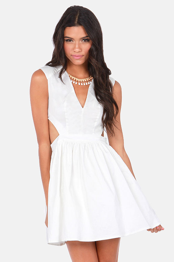 Cute Ivory Dress Cutout Dress Eighties Dress 46 00 Lulus