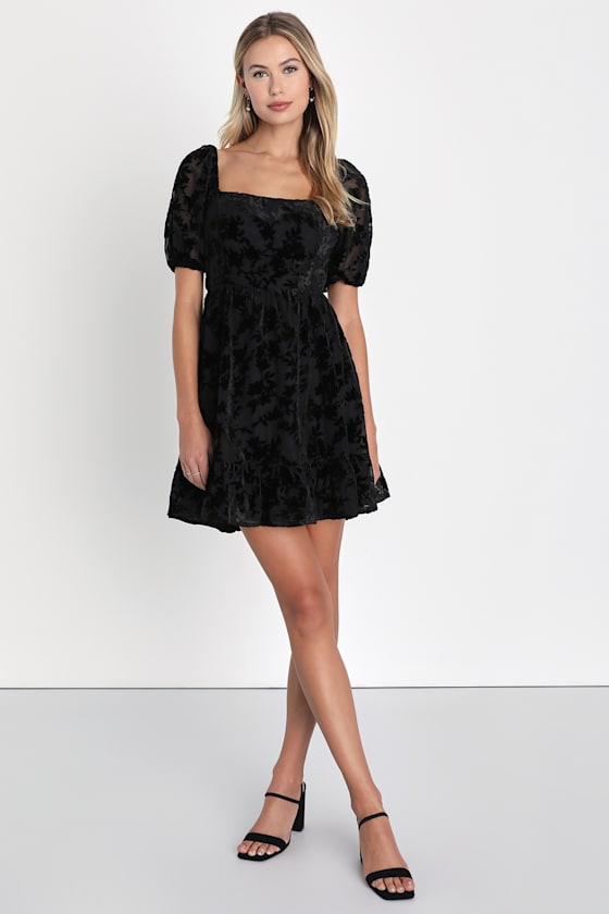 Black Mini Dress - Burnout Dress - Velvet Mini Dress - Lulus