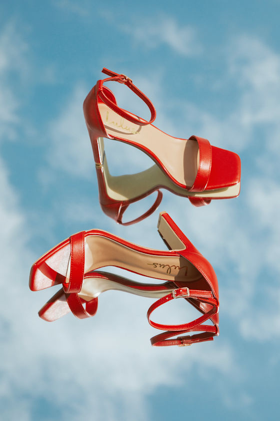 Sexy Red High Heels - Red Ankle Strap Heels - High Heeled Sandals - Lulus