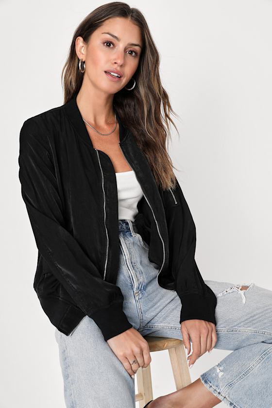 Chic Black Bomber Jacket - Lightweight Bomber - Jacket - Lulus