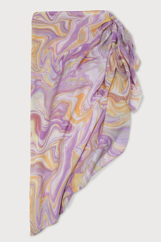 Marble Print Sarong - Purple Sarong Cover-Up - Rectangle Sarong - Lulus