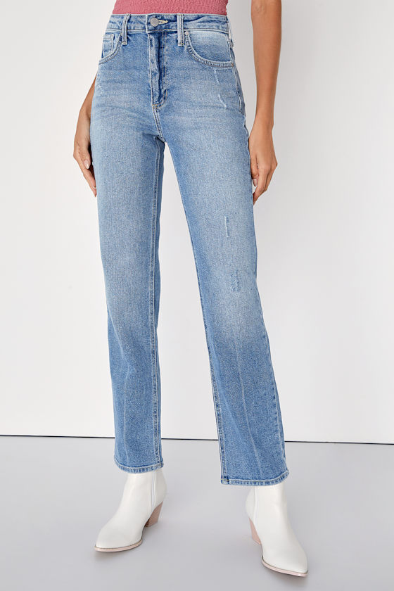 Light Wash Jeans - Straight Leg Jeans - High-Rise Jeans - Lulus