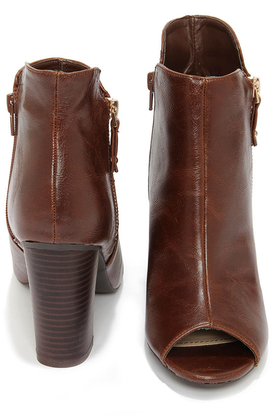 Cute Brown Booties - Peep Toe Booties - Shooties - $42.00 - Lulus