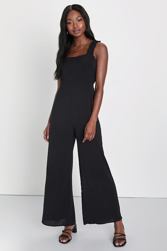 Black Jumpsuit Cutout Jumpsuit Wide Leg Jumpsuit Lulus
