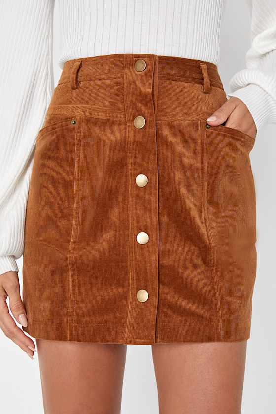 Rust Brown Skirt - Corduroy Mini Skirt - Corduroy Skirt - Lulus