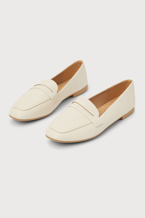 Cute Ivory Loafers - Faux Leather Loafers - Flat Loafers - Lulus