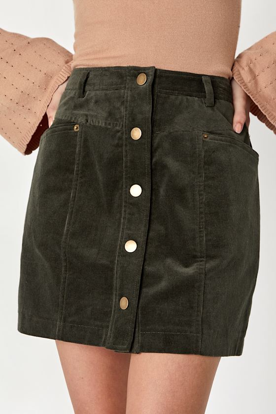 Olive Green Skirt - Corduroy Mini Skirt - Corduroy Skirt - Lulus