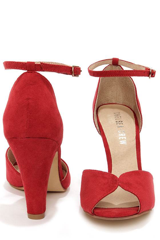 Pretty Red Shoes - Peep Toe Heels - Ankle Strap Heels - $65.00 - Lulus