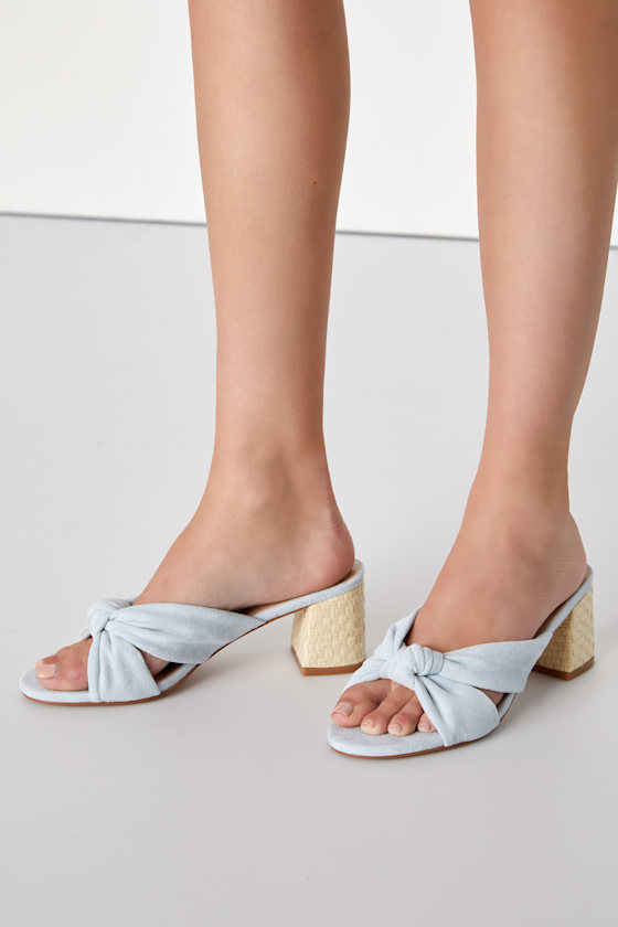 Blue Slide Sandals - Blue High Heel Sandals - Faux Suede Sandals - Lulus