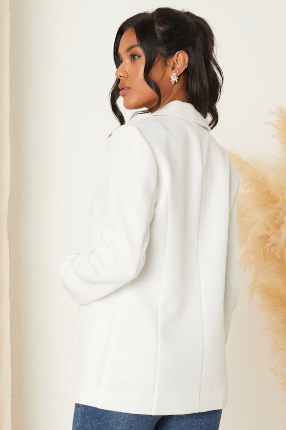 Chic Ivory Blazer - Open-Front Blazer - Peaked Lapel Blazer - Lulus