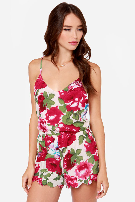 Floral Print Romper - Backless Romper - Floral Playsuit - $42.00 - Lulus
