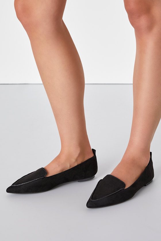 Cute Black Loafers - Loafer Flats - Vegan Suede Loafers - Lulus