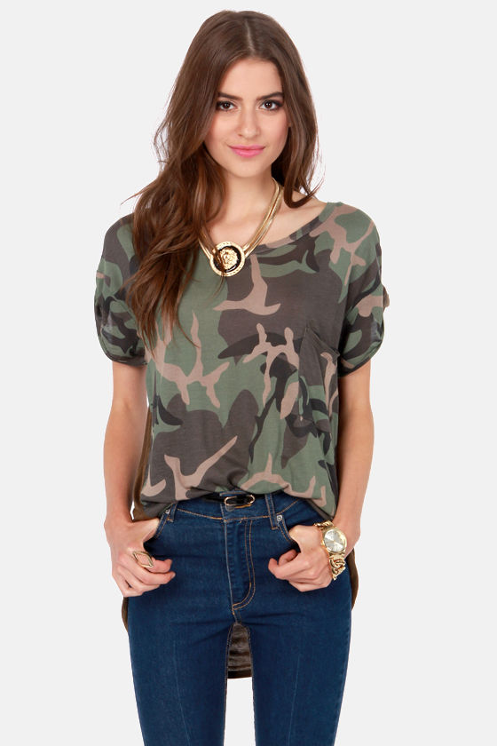 Camo Top - Short Sleeve Top - Green Top - $31.00 - Lulus