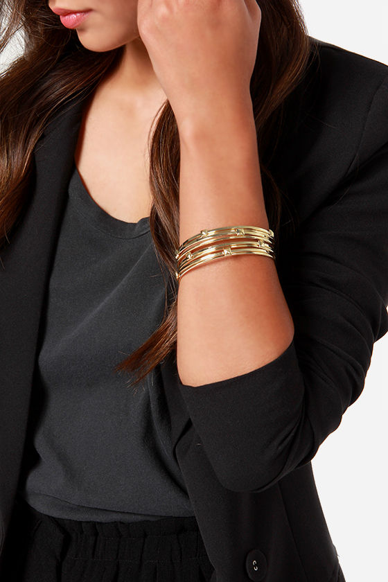 Cute Gold Bangles - Gold Bracelet - Bangle Set - $14.00 - Lulus