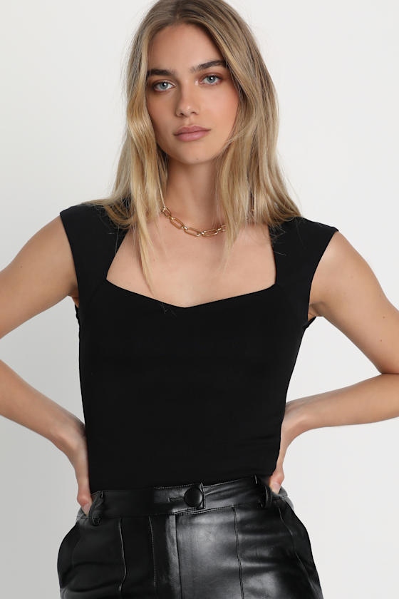 Cap Sleeve Top - Cap Sleeve Crop Top - Black Short Sleeve Top - Lulus