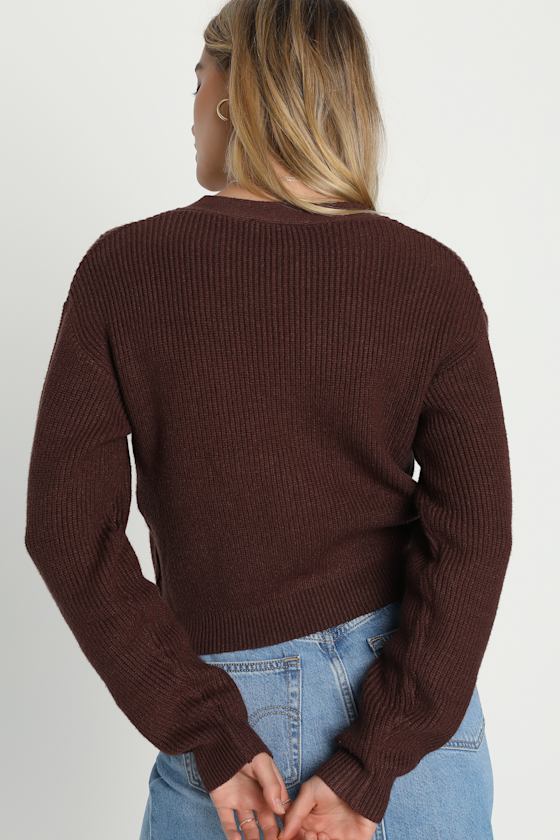 Chocolate Brown Cardigan - Button-Up Cardigan - Cropped Sweater - Lulus