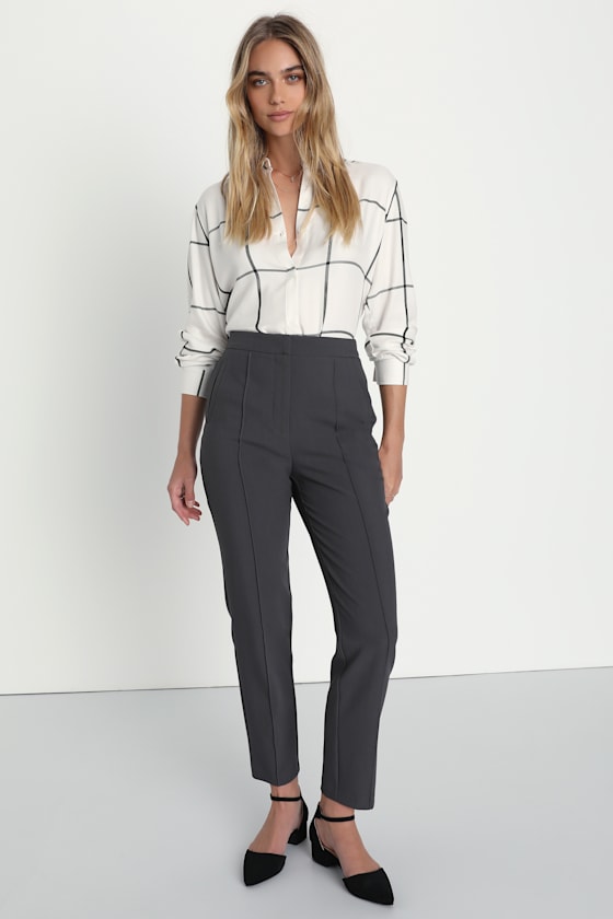 White and Black Grid Print Top - Button-Up Top - Button Down - Lulus