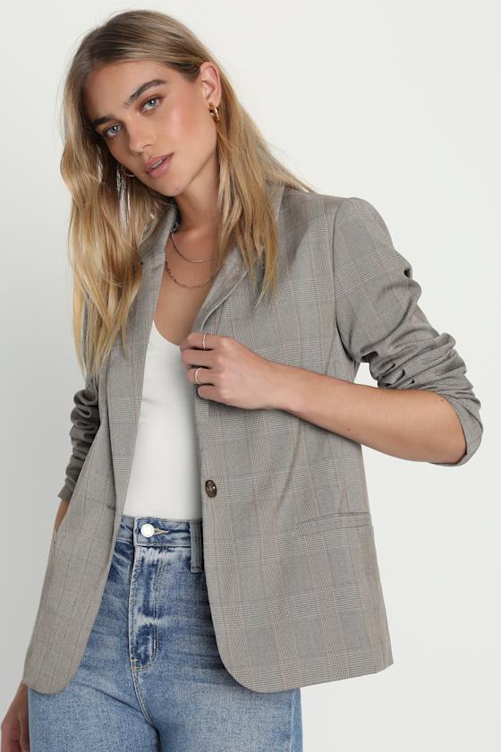 Brown Plaid Blazer - Plaid Blazer - Women's Blazer - Chic Blazer - Lulus