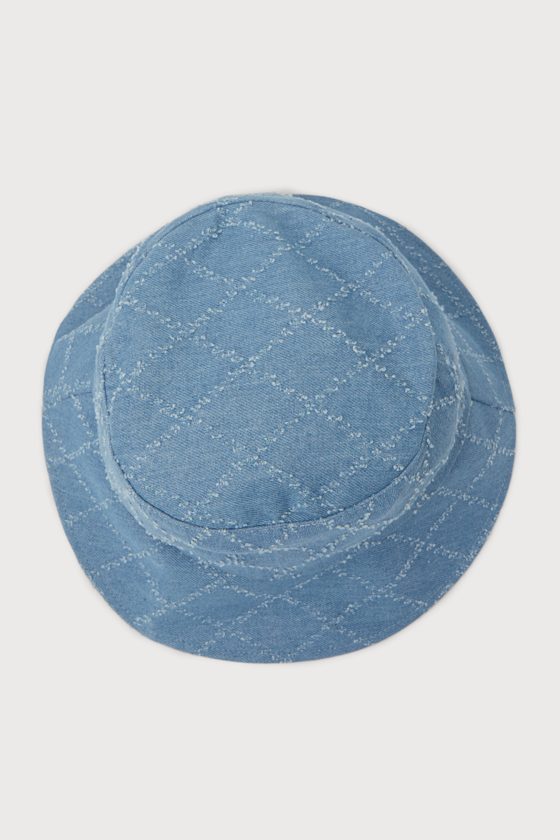 Blue Denim Textured Hat - Denim Bucket Hat - Foldable Bucket Hat - Lulus