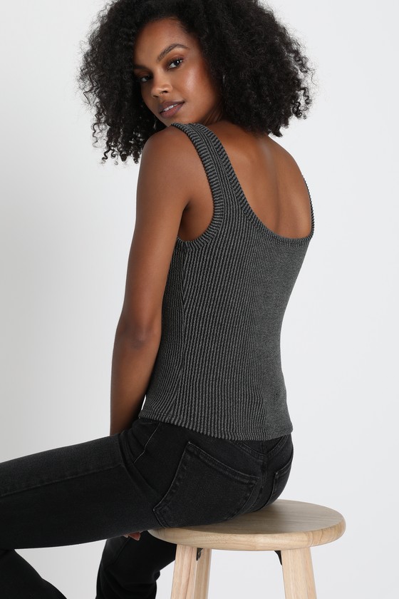 Grey Ribbed Knit Top - Tank Top - Urban Knit Tank Top - Lulus