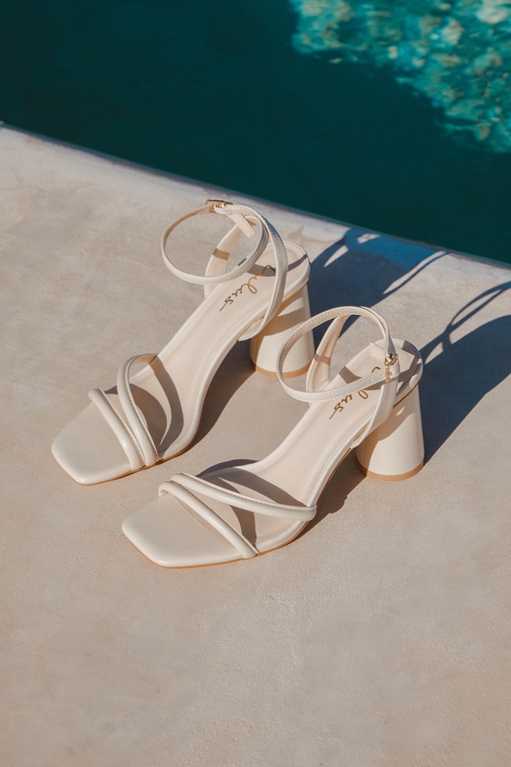 Chic Ivory Heels - Ankle Strap Heels - Sculpted High Heels - Lulus
