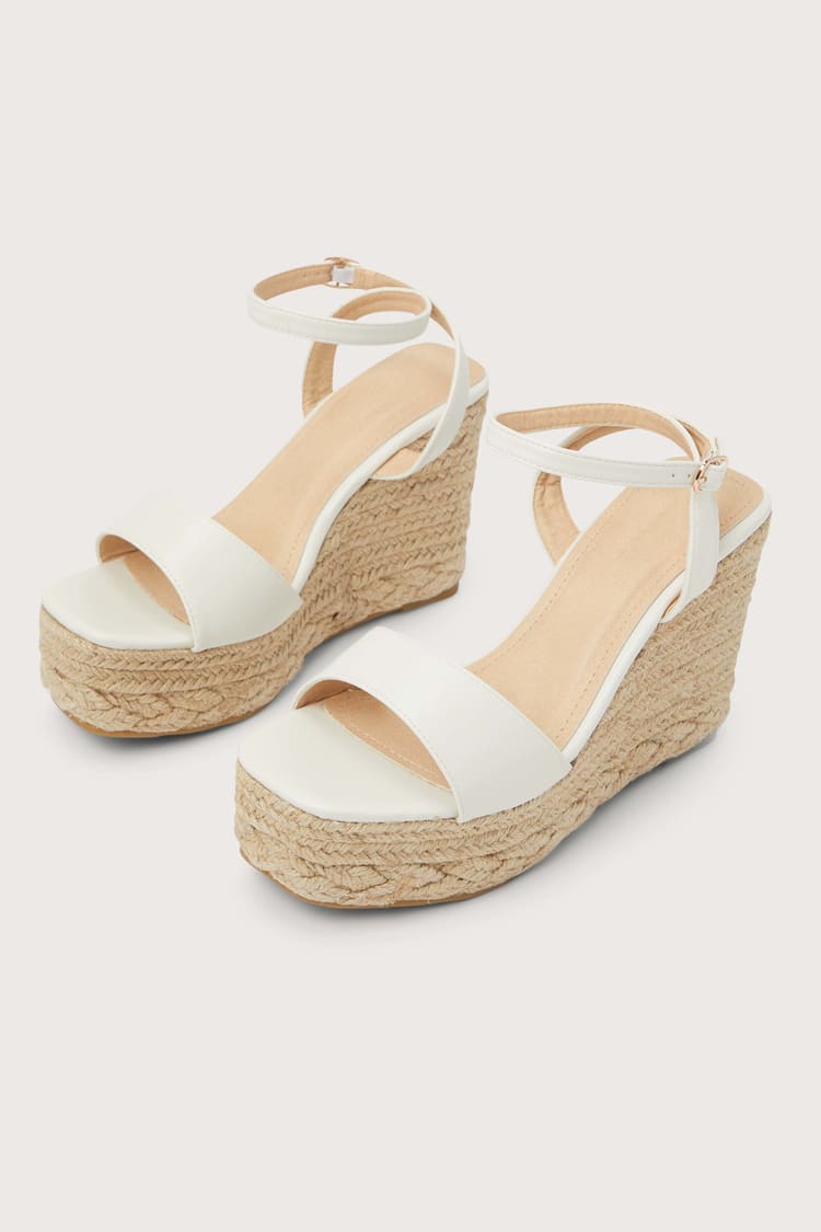 Cute White Wedge Sandals
