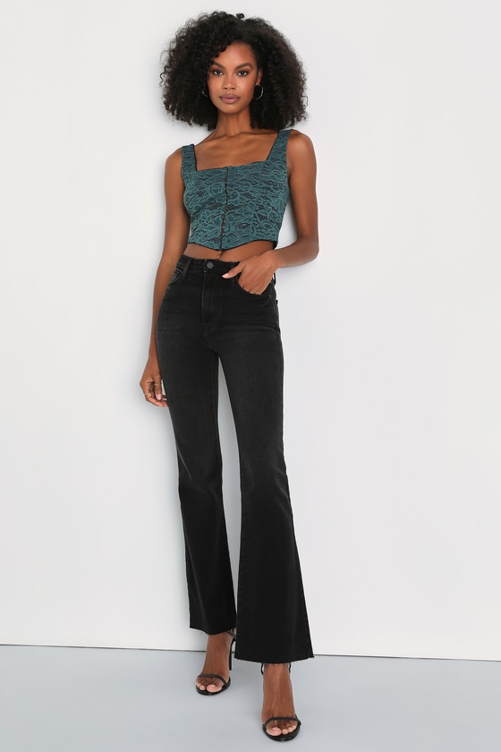 Flirty Teal Lace Tank Top - Corset Tank Top - Cropped Tank Top - Lulus