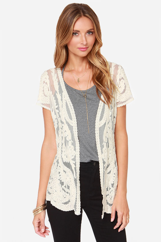 Cute Cream Top - Lace Top - Open Front Top - $38.00 - Lulus