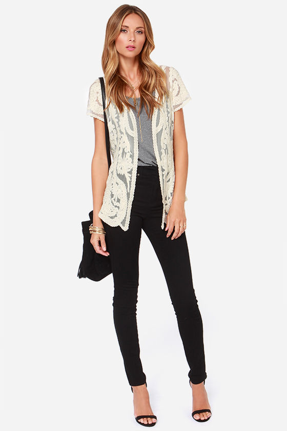 Cute Cream Top - Lace Top - Open Front Top - $38.00 - Lulus