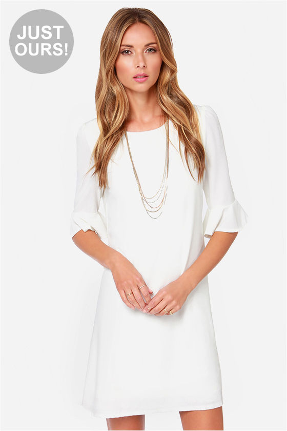 Ivory Dress - Shift Dress - Short Sleeve Dress - Lulus.com