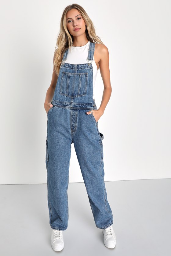 JBD Overalls - Medium Wash Cotton Overalls - Cargo Overalls - Lulus