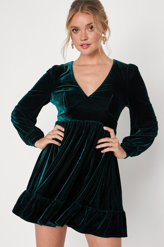 Emerald Green Mini Dress - Green Velvet Mini Dress - Cutout Dress - Lulus