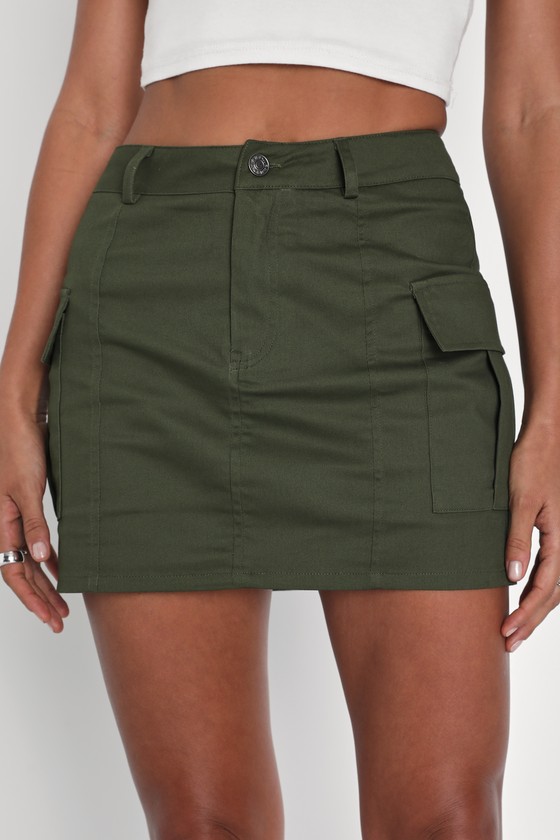 Olive Green Mini Skirt - Cargo Mini Skirt - Utility Mini Skirt - Lulus