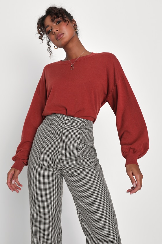 Rust Red Sweater - Red Pullover Sweater - Balloon Sleeve Sweater - Lulus