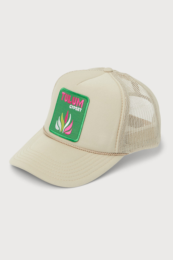 Tulum Beige Trucker Hat - Mesh Trucker Hat - Trucker Hat - Hat - Lulus