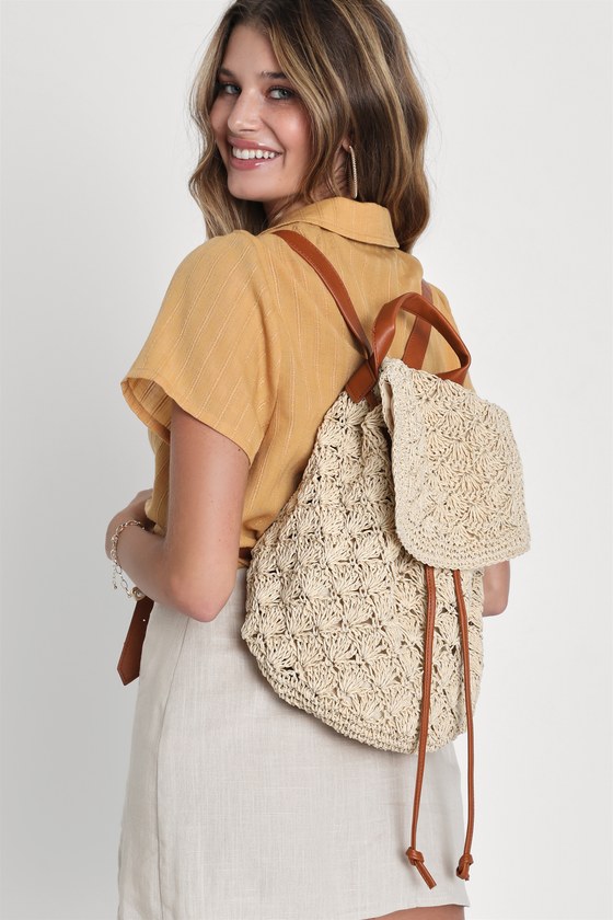 Natural Crochet Straw Backpack - Woven Backpack - Boho Backpack - Lulus