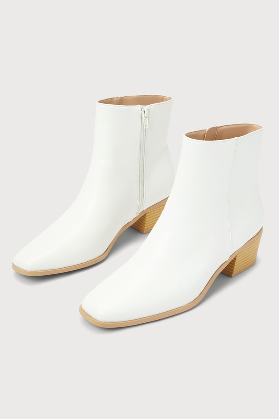 White Ankle Booties - Faux Leather Ankle Boots - White Boots - Lulus