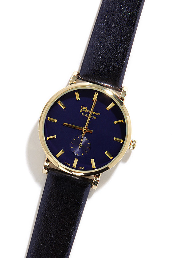 Navy Blue Watch - Gold Watch - $21.00 - Lulus