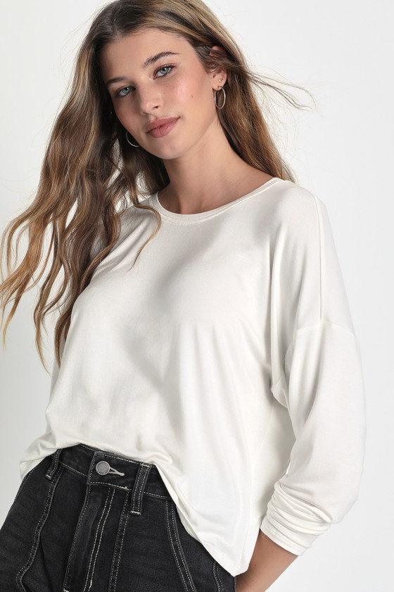 Cute Ivory Tee - Long Sleeve Tee - Casual Tee - Women's Tee - Lulus