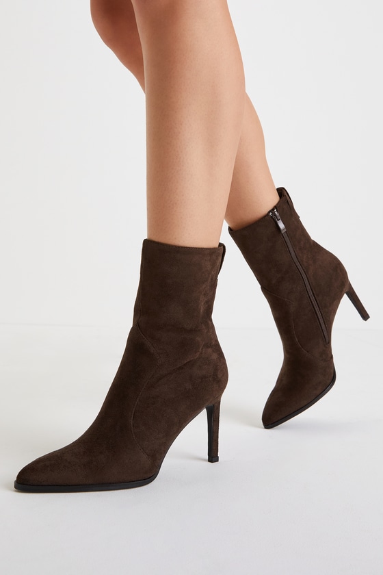 Brown Faux Suede Boots - Stiletto Heel Boots - Brown Boots - Lulus